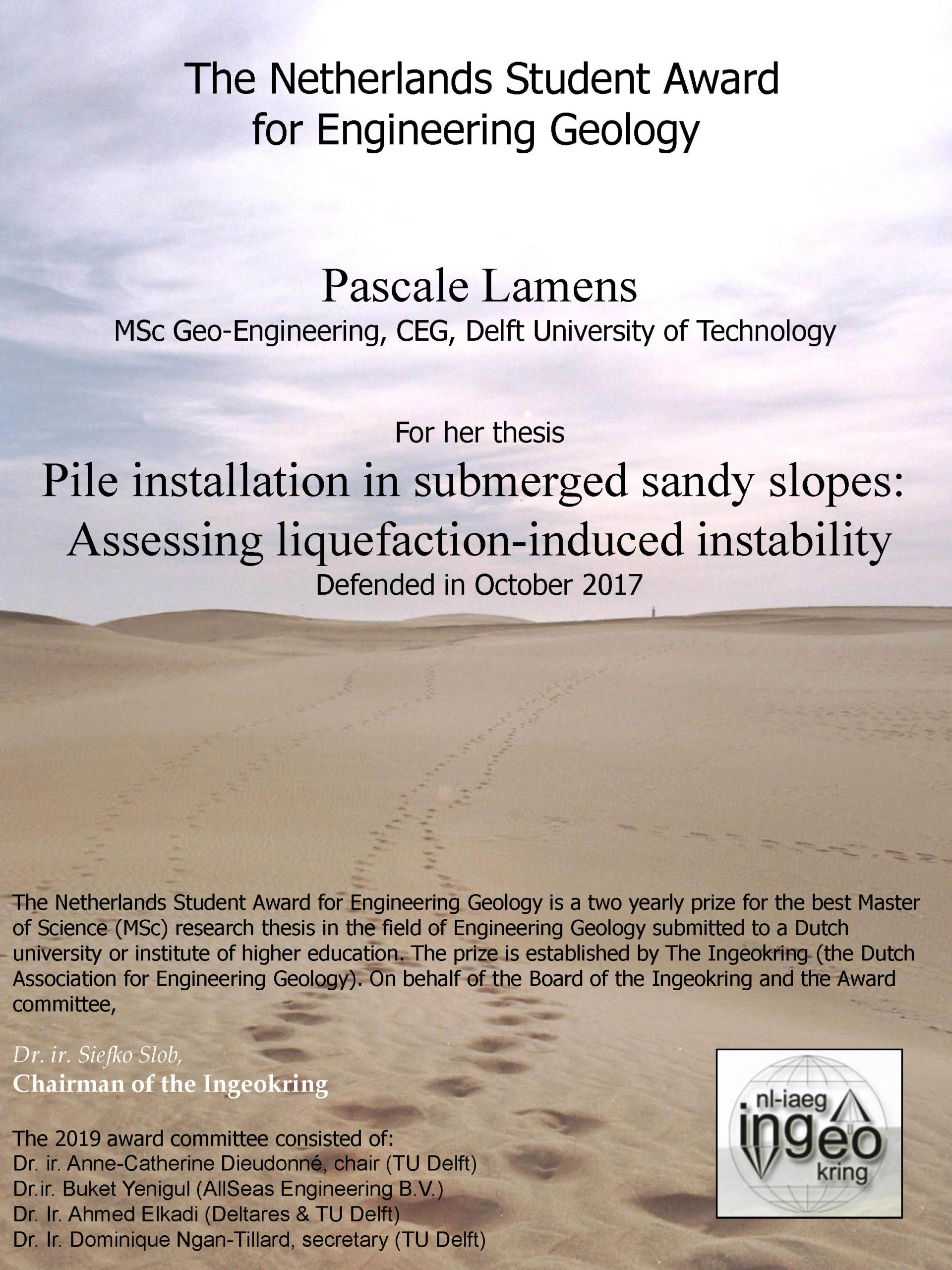 The Netherlands Student Award for Engineering Geology – Ingeokring